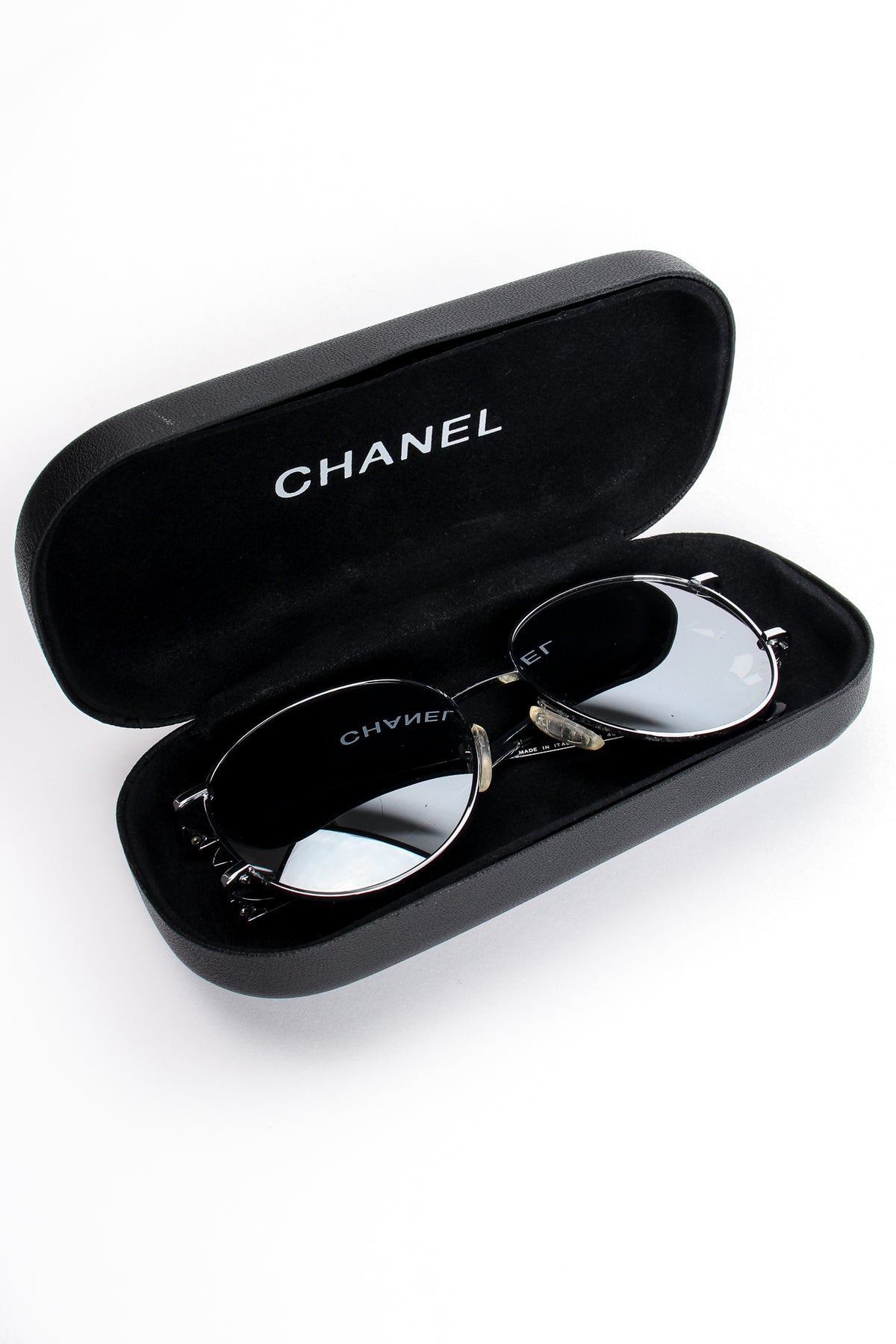 Vintage Chanel 1990s Miller Silver Mirror CC Sunglasses – Recess Vintage Chanel 1990s Miller Silver Mirror CC Sunglasses – Recess